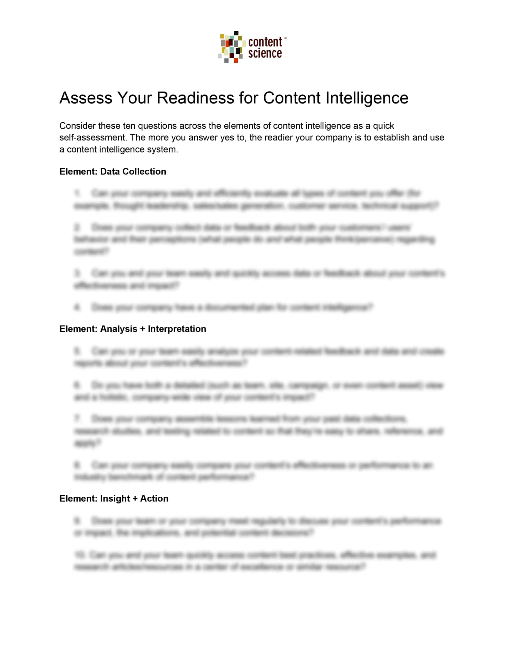 Content Intelligence Readiness Assessment - Content Science Review